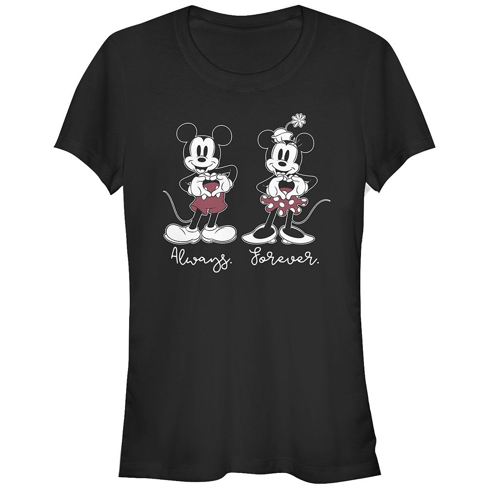 Disney's Mickey Mouse And Minnie Always Forever Juniors' Graphic Tee