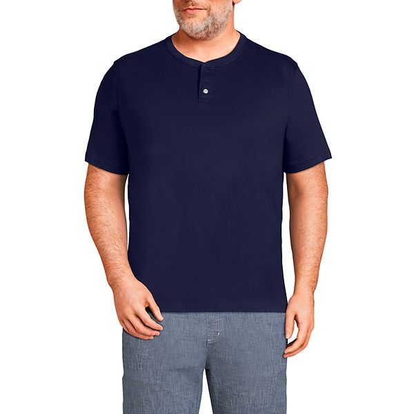 Big And Tall Lands End Short Sleeve Super T Henley Shirt