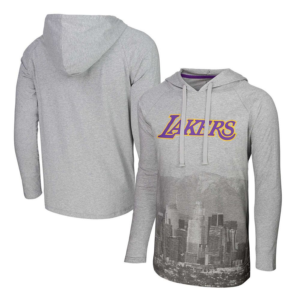 Men's Stadium Essentials Heather Gray Los Angeles Lakers Atrium Raglan ...