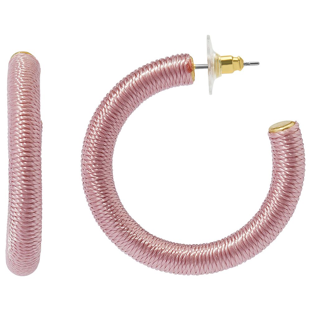 Sonoma Goods For Life® Pink Thread Wrap J Hoop Earrings