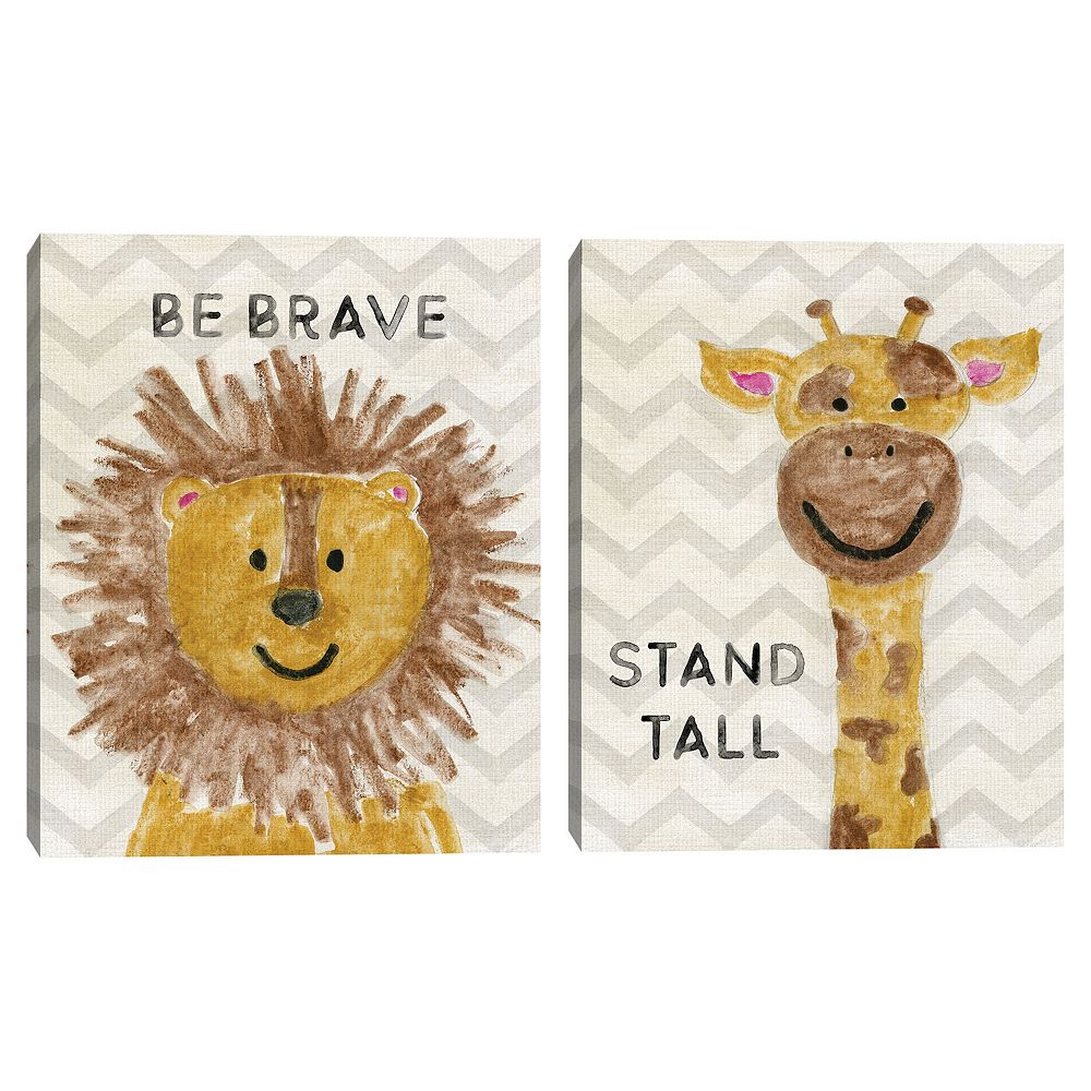 Safari Be Brave & Stand Tall Canvas Wall Art 2-piece Set