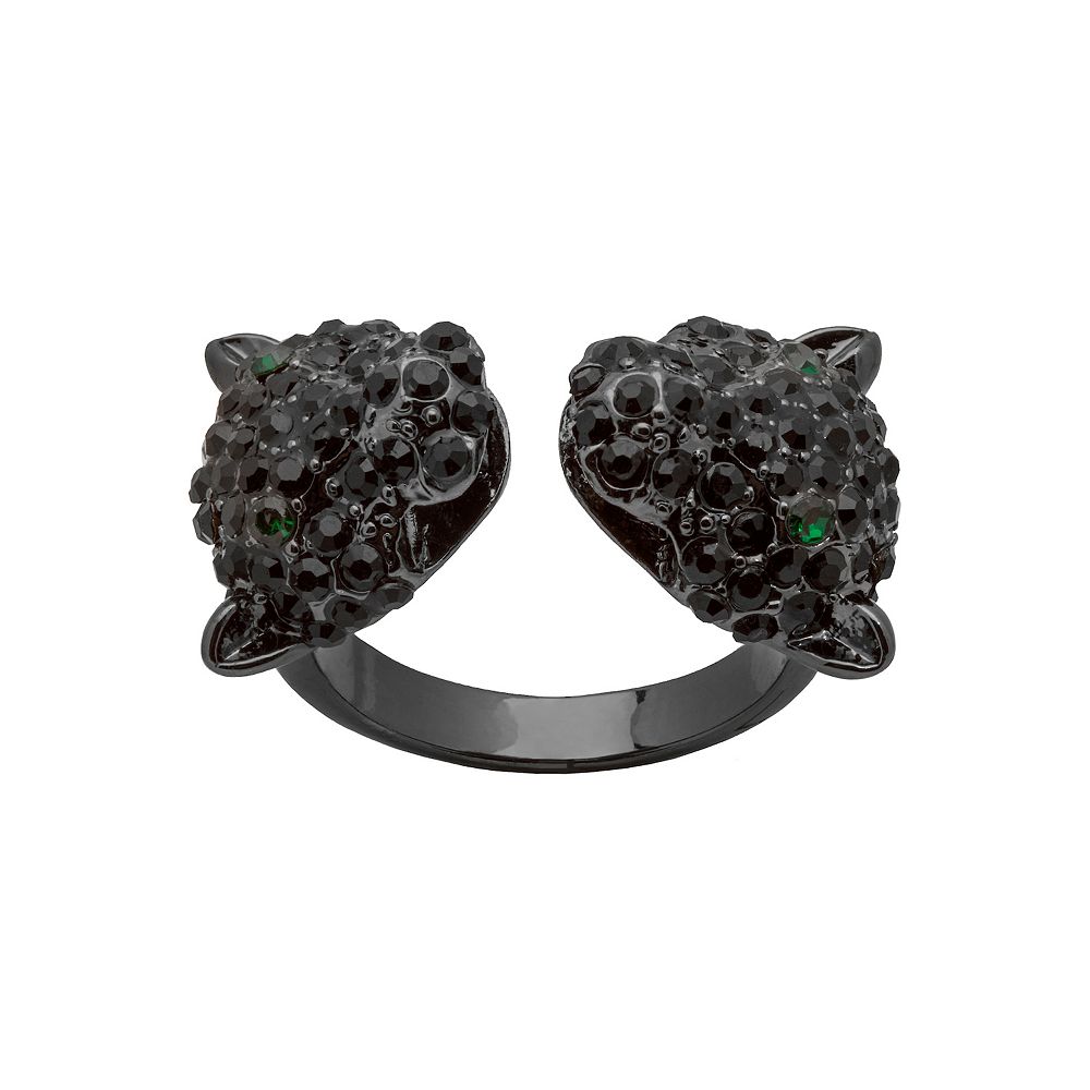 Emberly Hematite Open Double Panther Ring