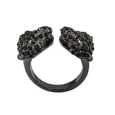 Emberly Hematite Open Double Panther Ring