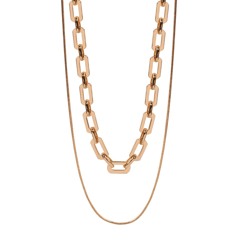 Emberly Gold Tone 2 Row Chain Necklace