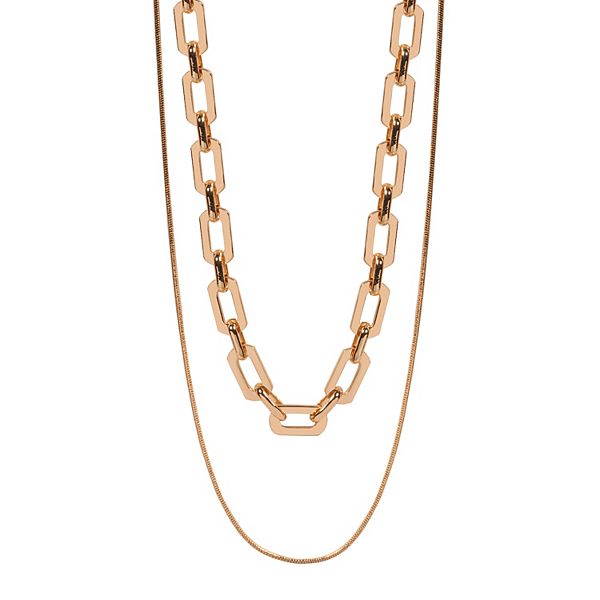 Emberly Gold Tone 2 Row Chain Necklace