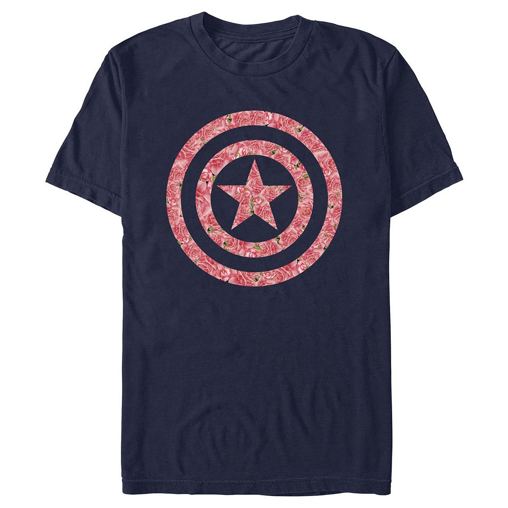 Men's Marvel Captain America Roses Filled Emblem Graphic Tee