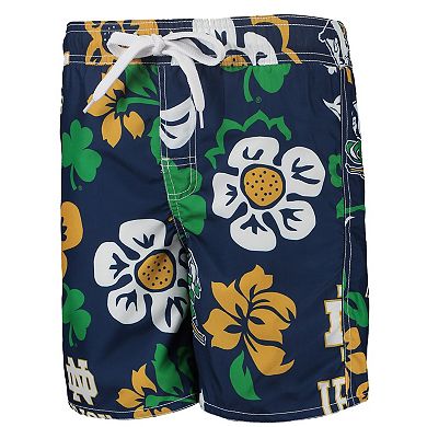 Youth Wes & Willy Navy Notre Dame Fighting Irish Floral Volley Swim Trunks