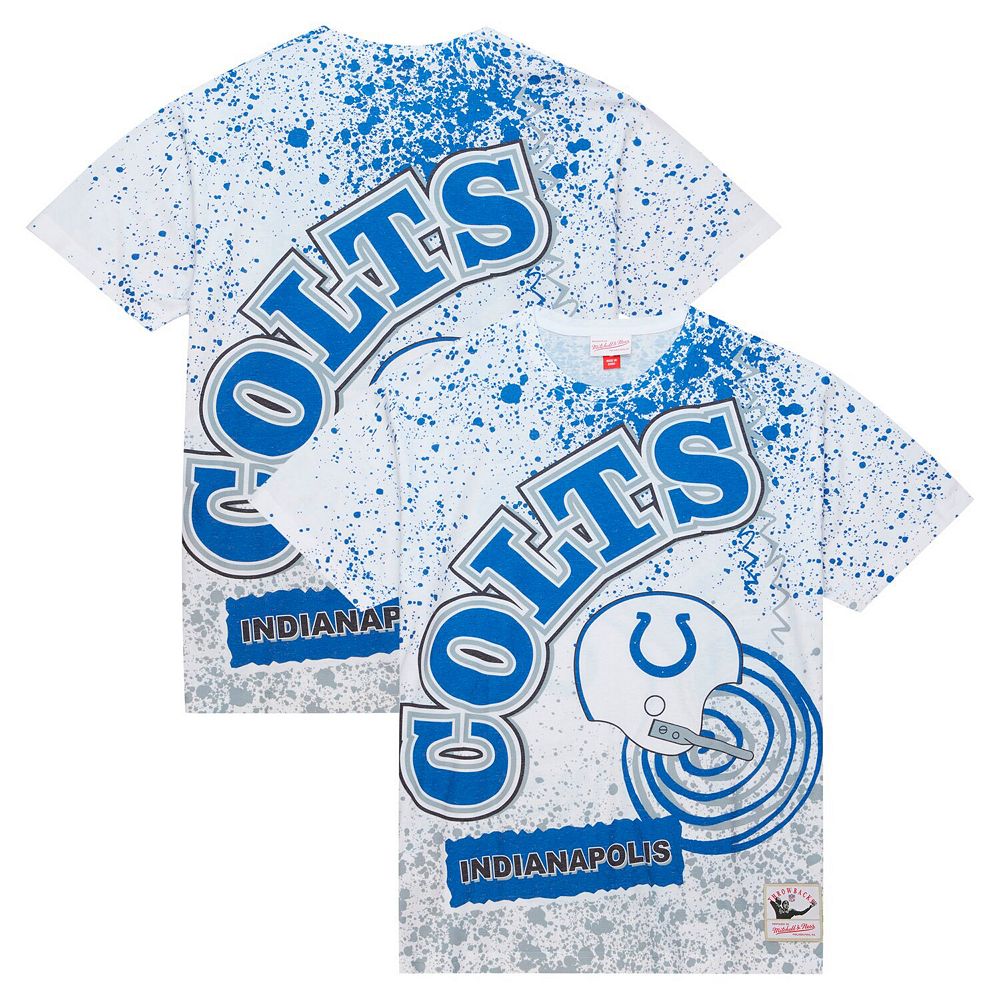 Men's Mitchell & Ness White Indianapolis Colts Team Burst Sublimated T ...