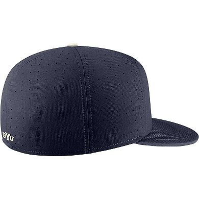 Men's Nike Navy BYU Cougars Aero True Baseball Performance Fitted Hat