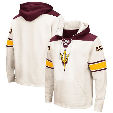 Men's Colosseum Cream Arizona State Sun Devils 2.0 Lace-Up Pullover Hoodie
