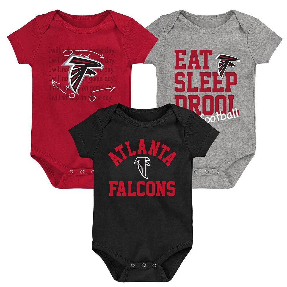 Newborn & Infant Red/Black/Heather Gray Atlanta Falcons Three-Pack Eat ...