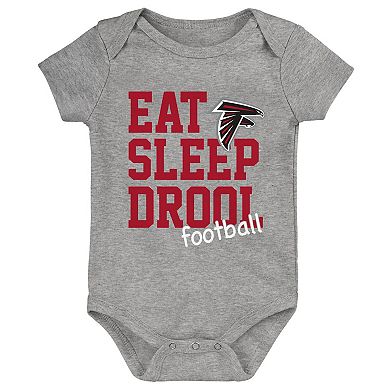 Newborn & Infant Red/Black/Heather Gray Atlanta Falcons Three-Pack Eat ...