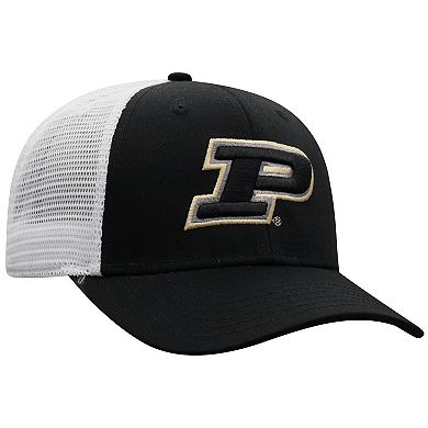 Men's Top of the World Black/White Purdue Boilermakers Trucker Snapback Hat