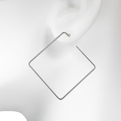 Emberly Silver Tone Large Square Hoop Earrings