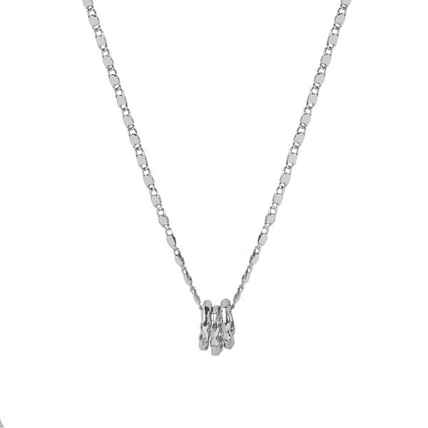 Emberly Silver Tone 3 Ring Pendant Necklace