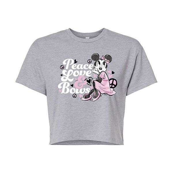 Disney's Minnie Mouse Juniors' Peace Love & Bows Cropped Tee