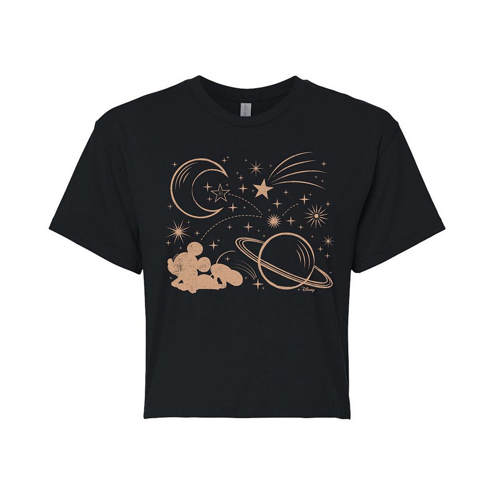 Disney's Mickey Mouse Juniors' Constellation Cropped Tee