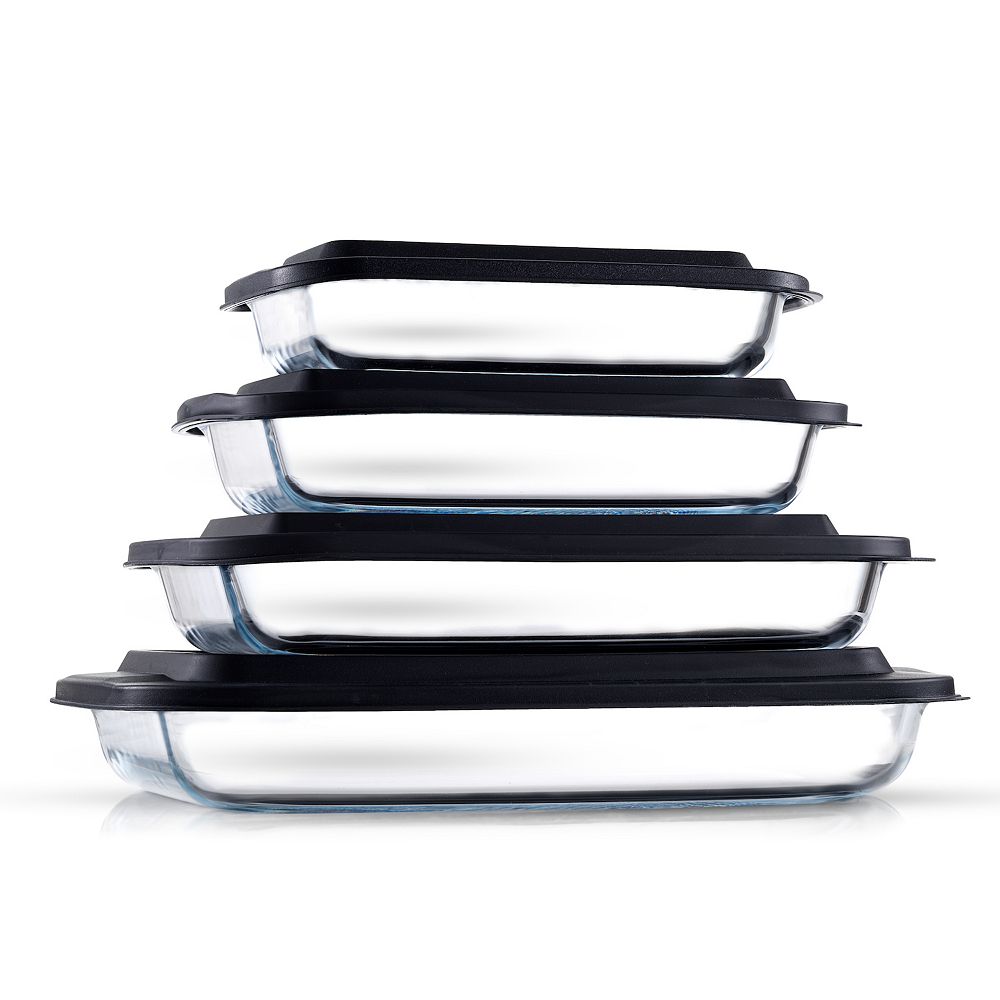 JoyJolt 4 Glass Bakeware Containers with Lids Set