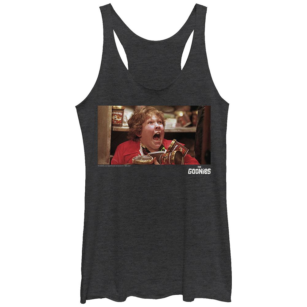 Juniors' The Goonies Chunk Scared Scene Tri-Blend Racerback Graphic ...