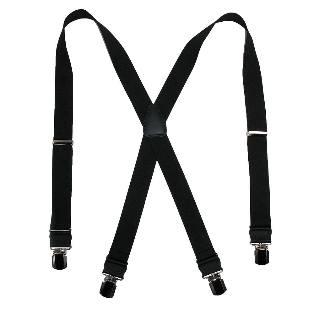 Men's Elastic Anti Slip Pin Clip Suspenders With Leather Drop Tabs