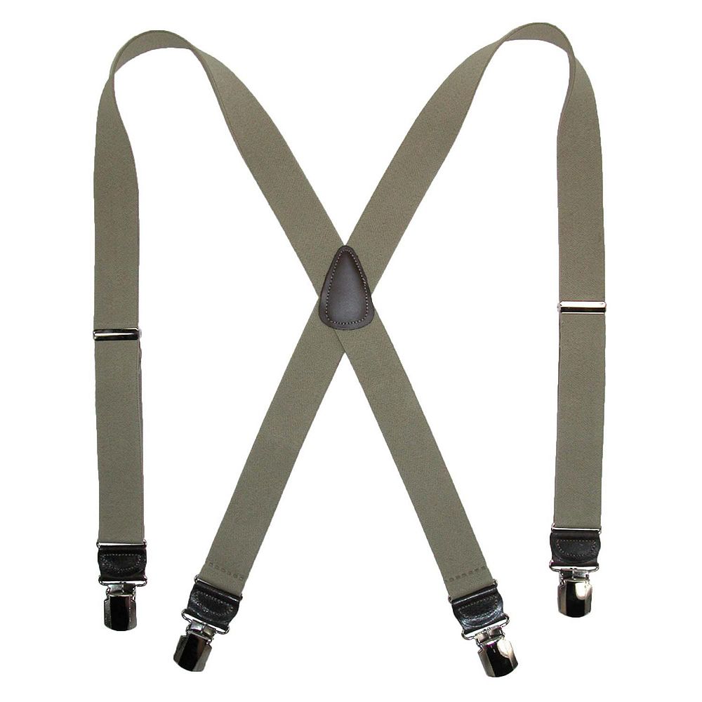 Men's Elastic Anti Slip Pin Clip Suspenders With Leather Drop Tabs