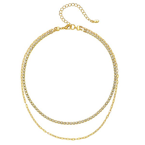 Emberly Gold Tone Delicate 2 Row Cup Chain Necklace