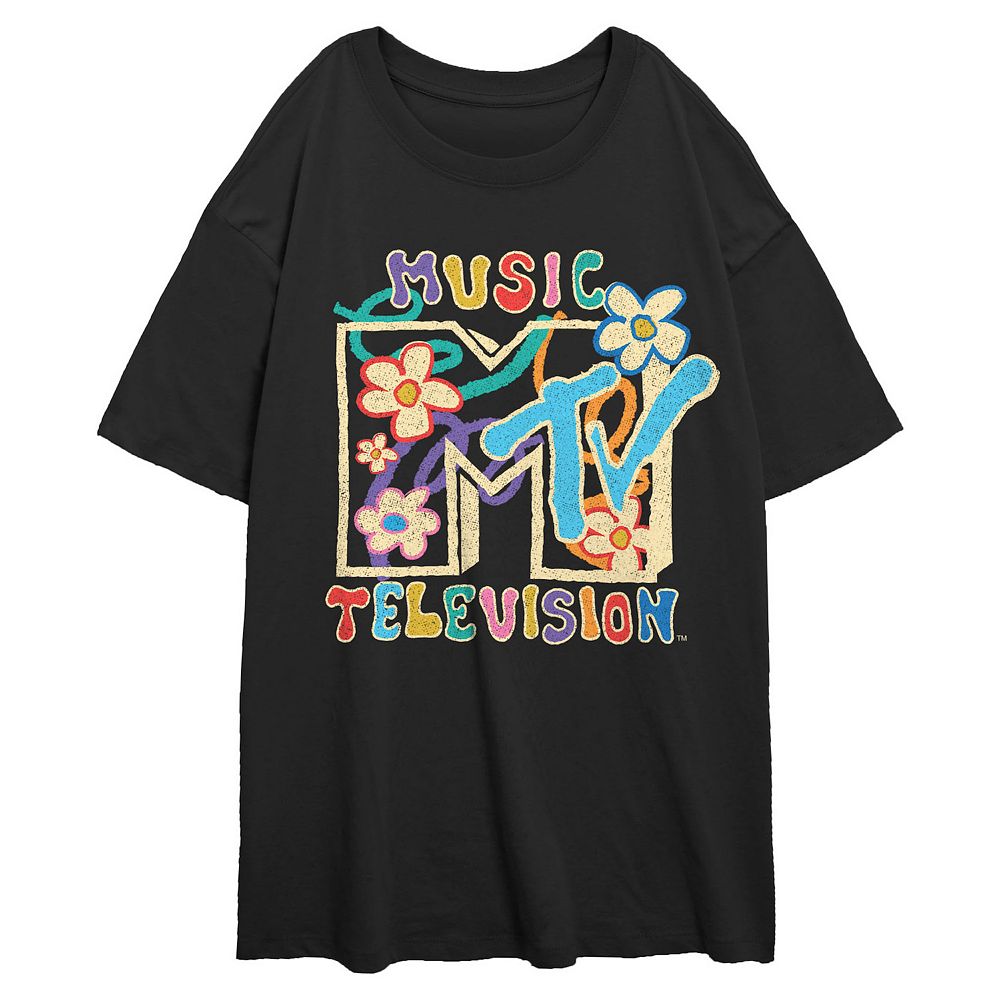 Juniors' MTV Kids Drawn Print Logo Oversize Graphic Tee