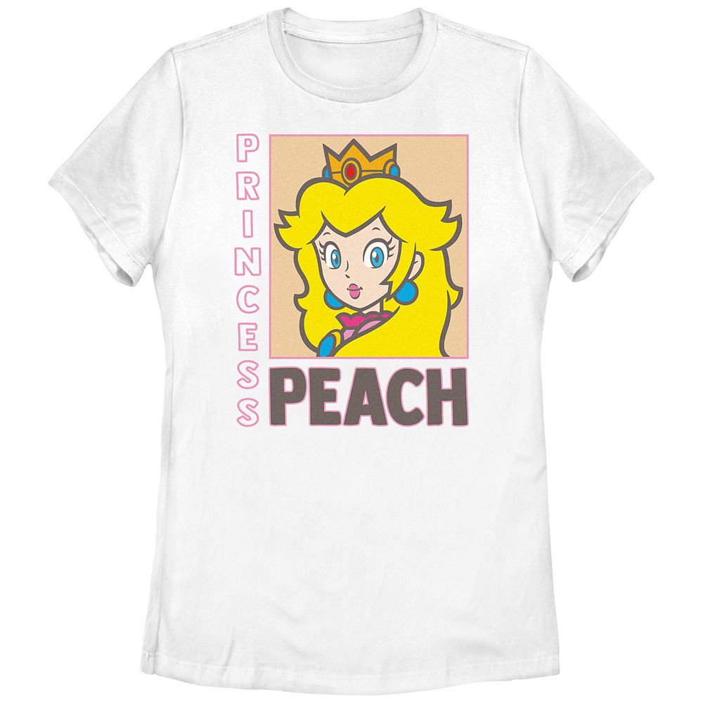 Juniors' Super Mario Bros Princess Peach Frame Portrait Graphic Tee