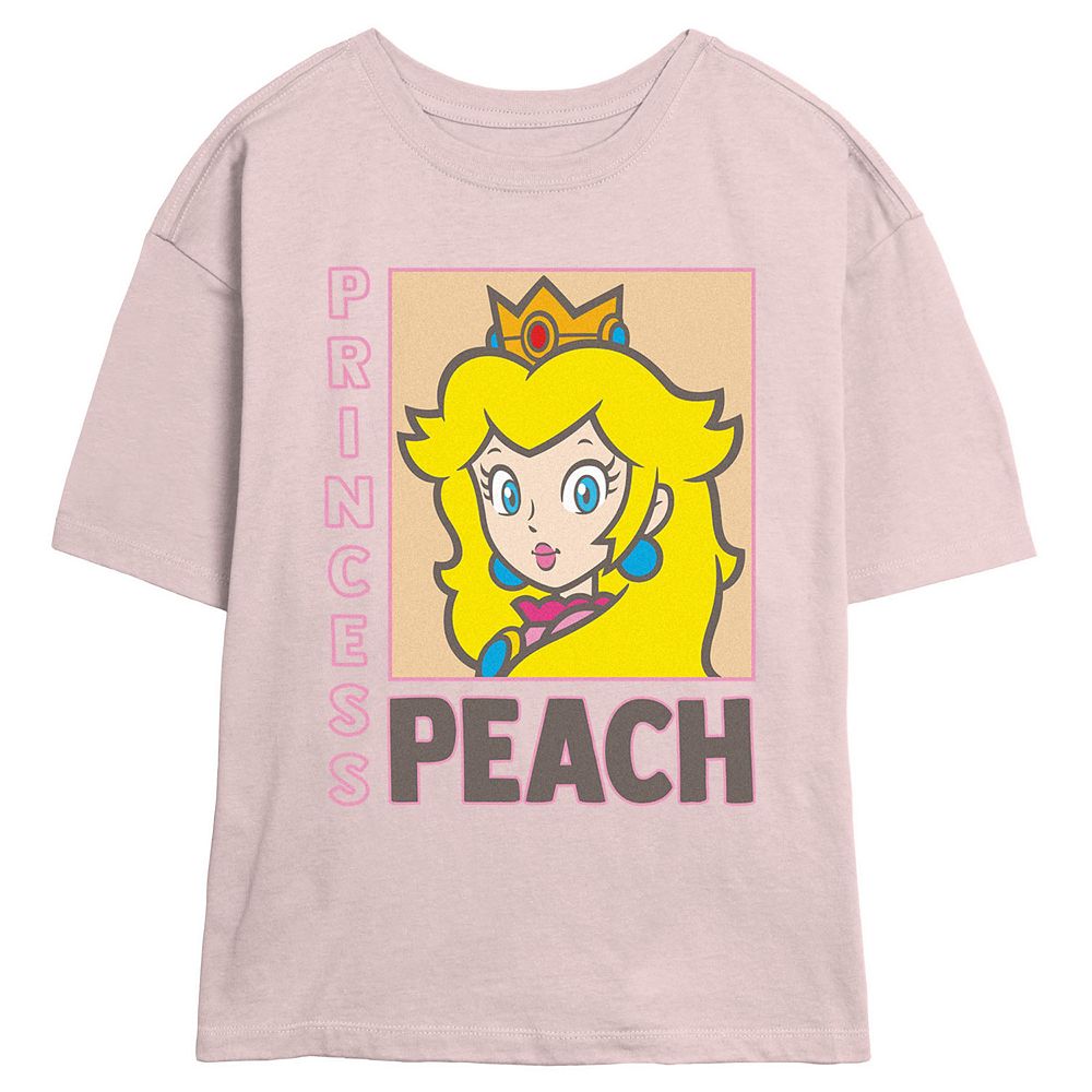Juniors' Super Mario Bros Princess Peach Frame Portrait Skimmer Graphic Tee