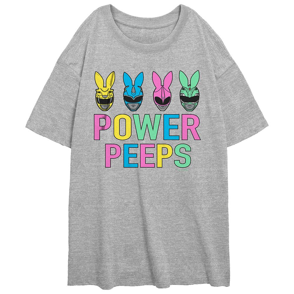 Juniors' Power Rangers Power Peeps Oversize Graphic Tee