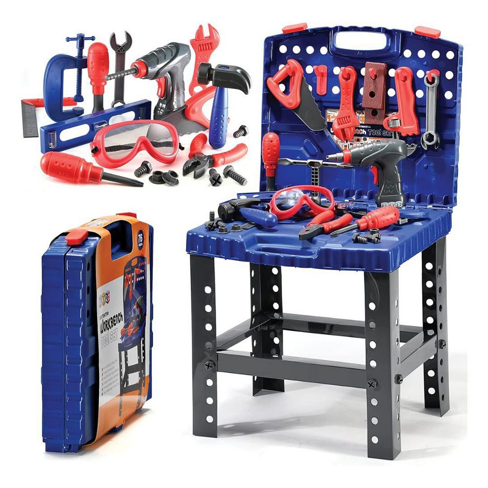 76 Pcs Kids Tool Bench Set, Foldable Tool Set with Electronic Play ...