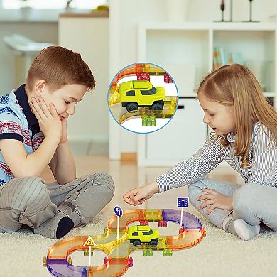 PicassoTiles 40 Piece STEM Toy, Magnetic Mini Race Track, Building ...
