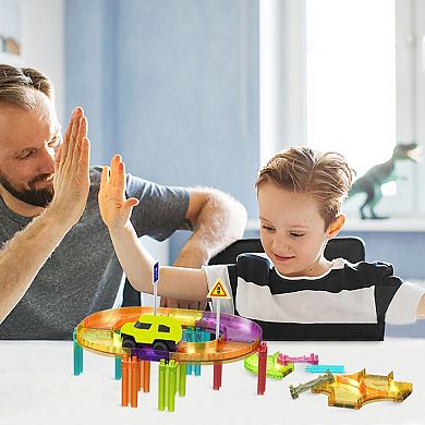 PicassoTiles 40 Piece STEM Toy, Magnetic Mini Race Track, Building ...