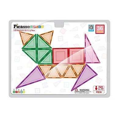 PICASSO-TILES 36 PC Magnetic Tiles, Magnetic Building Blocks for Kids ...