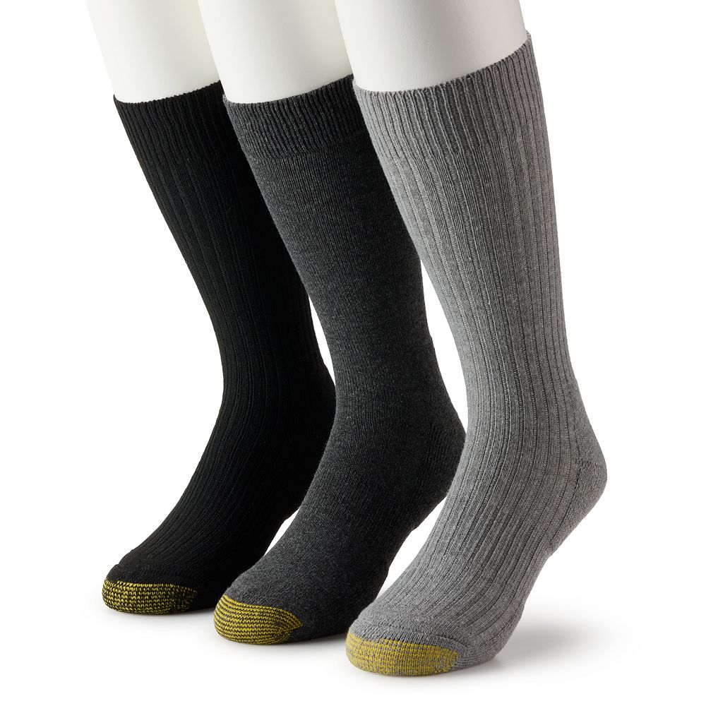 Men’s GOLDTOE® 3-Pack True Rib Cushion Crew Socks
