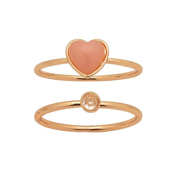 LC Lauren Conrad Gold Tone Stackable Puffy Heart Rings Set