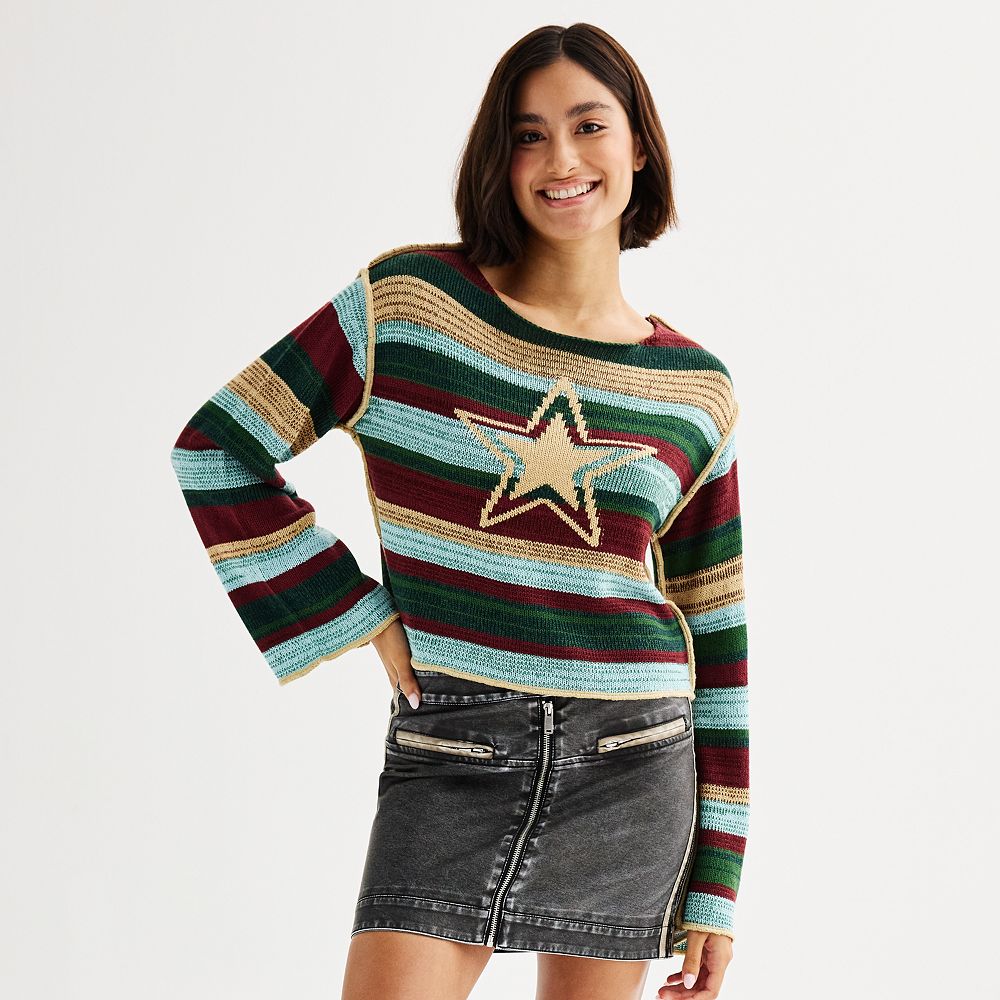 Juniors' SO® Star Cropped Sweater
