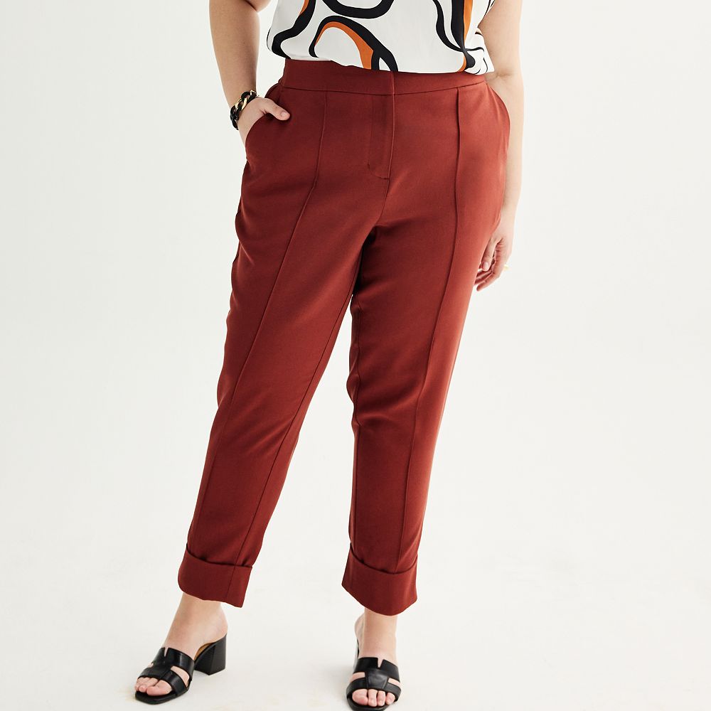 Plus Size Nine West Pintuck Roll Cuff Pants