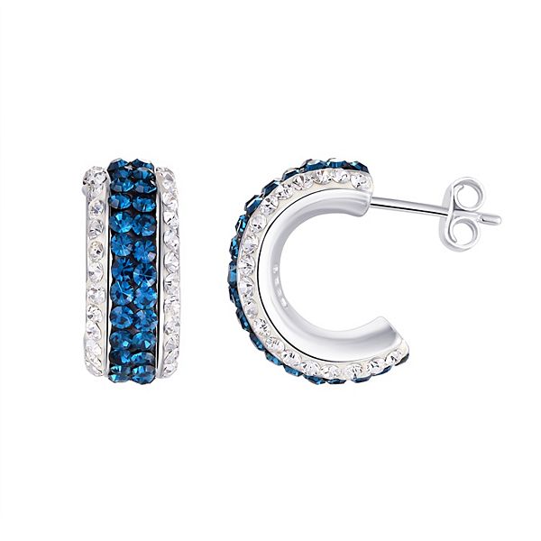 Forever Radiant Sterling Silver Montana Crystal Post Hoop Earrings