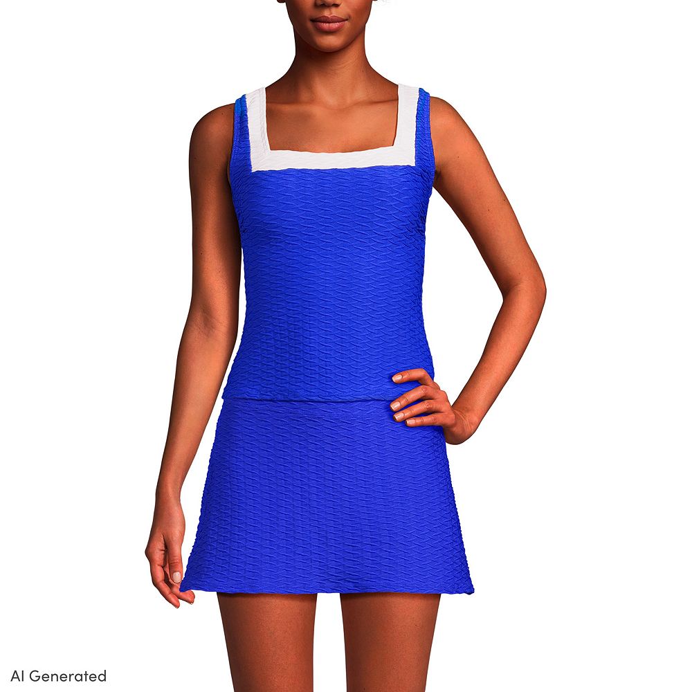 Women's Lands' End Textured Square Neck Tankini Swimsuit Top