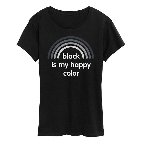 Women's Black Happy Color Graphic Tee