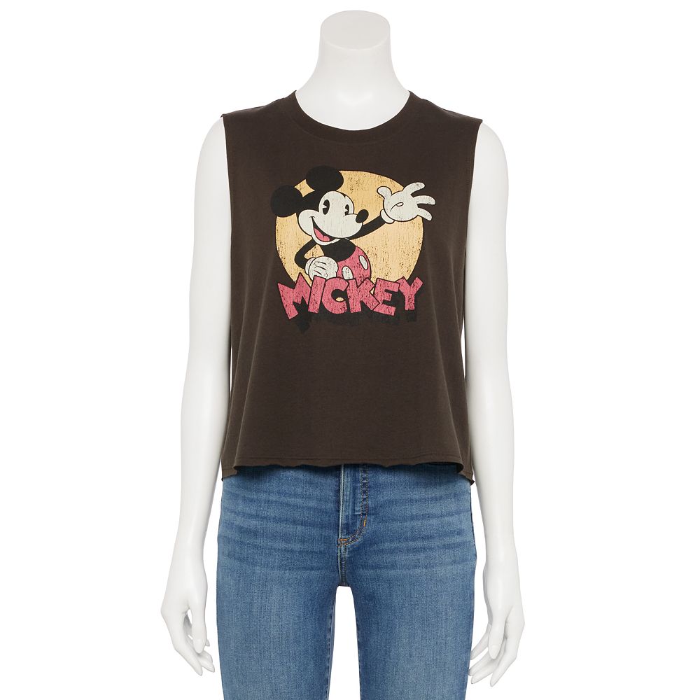 Juniors' Disney's Mickey Mouse Boxy Graphic Tank Top