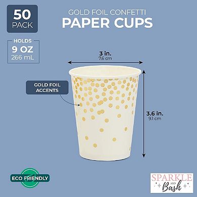 50 Pack 9oz Gold Party Cups For Drinks, Party Supplies, Weddings ...