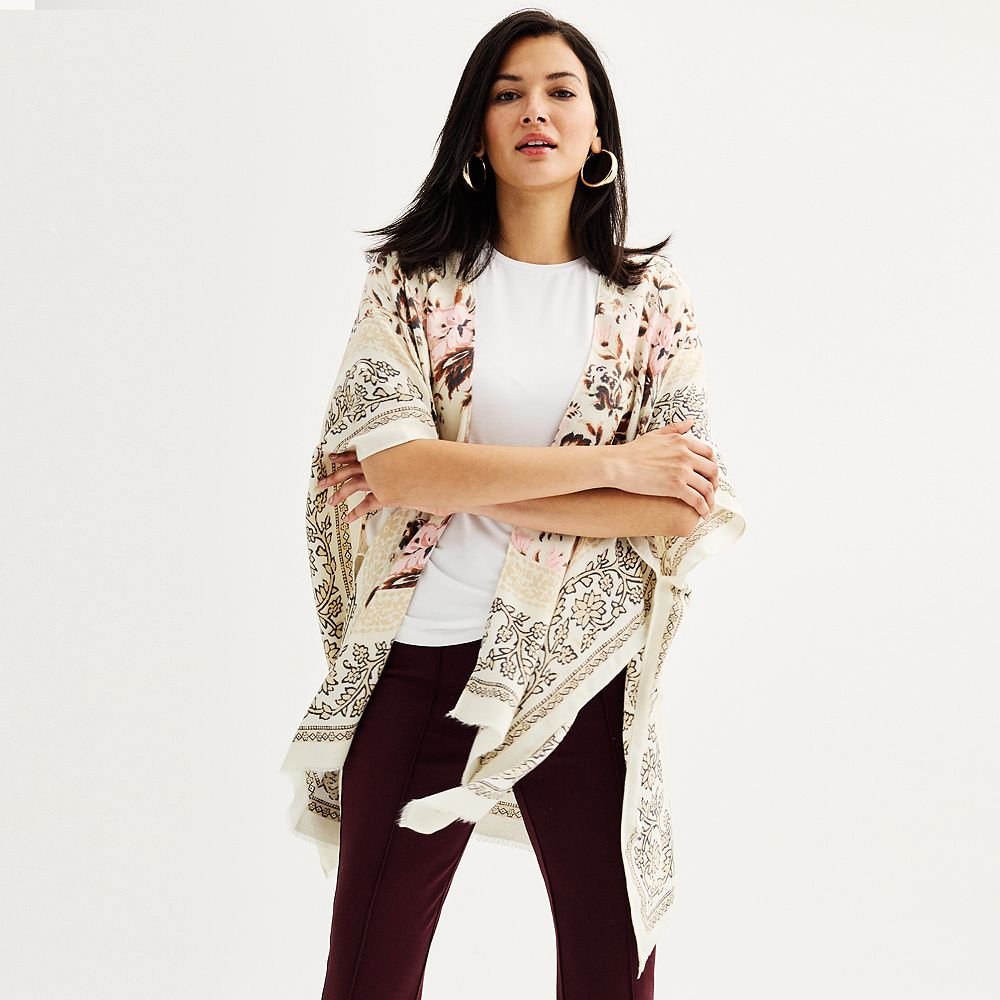 Women's Nine West Chintz Floral Super Soft Ruana