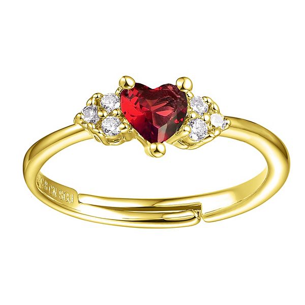 14k Gold Over Silver Ruby Red & White Cubic Zirconia & Diamond Accent ...