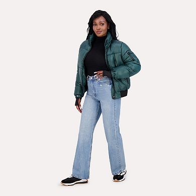 Juniors' madden girl Ribbed Bottom Puffer Bomber Jacket
