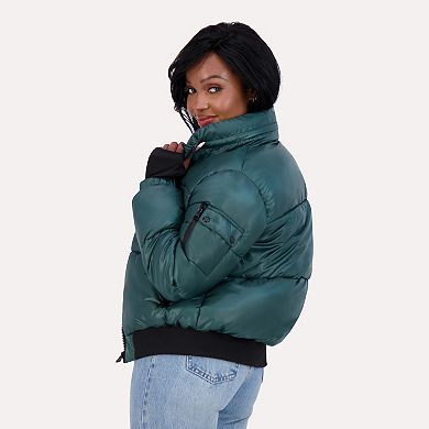 Juniors' madden girl Ribbed Bottom Puffer Bomber Jacket