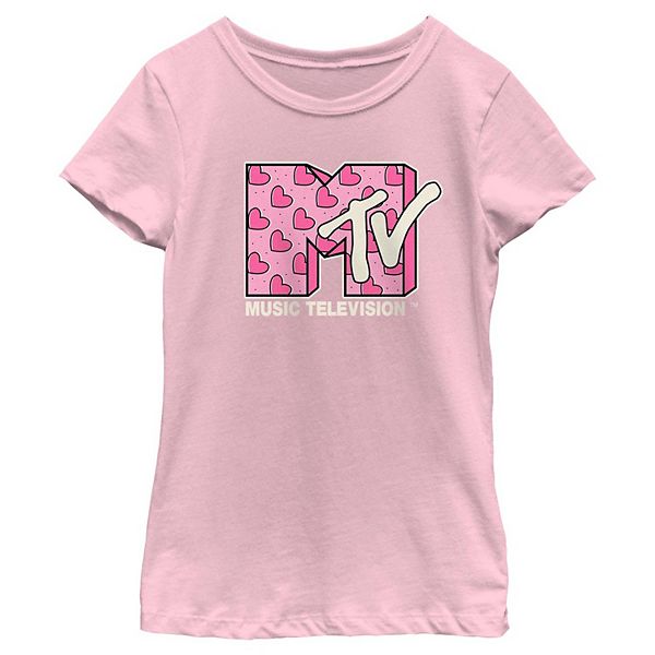 Girls MTV Hearts Print Logo Graphic Tee