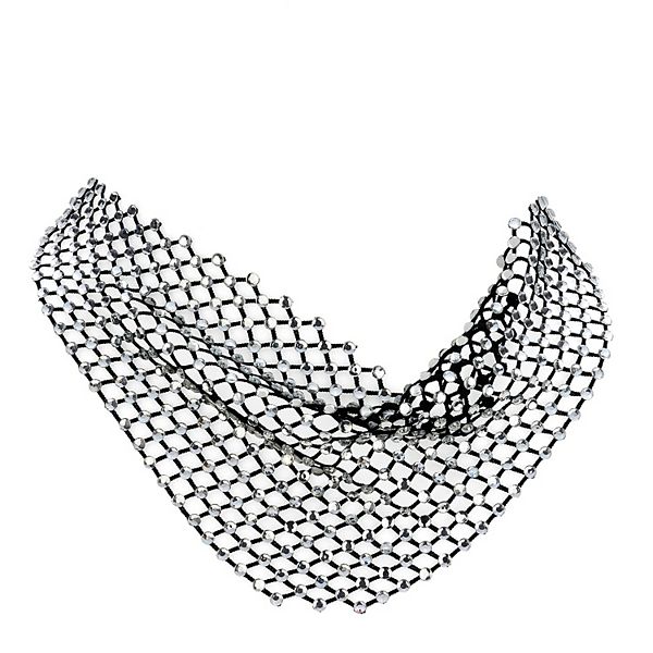 Simply Vera Vera Wang Silver Tone Crystal Mock Neck Mesh Collar Necklace