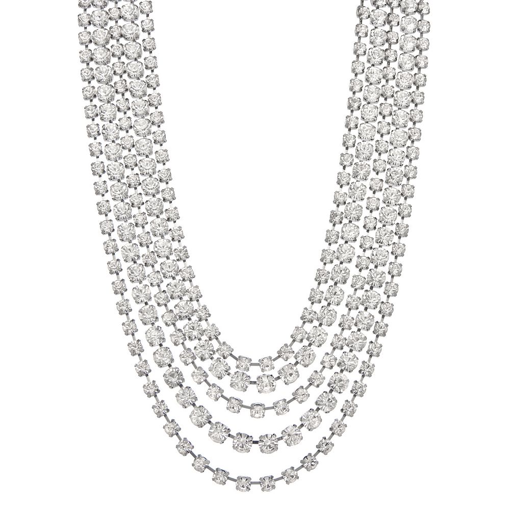 Simply Vera Vera Wang Silver Tone Crystal Strand Layered Collar Necklace